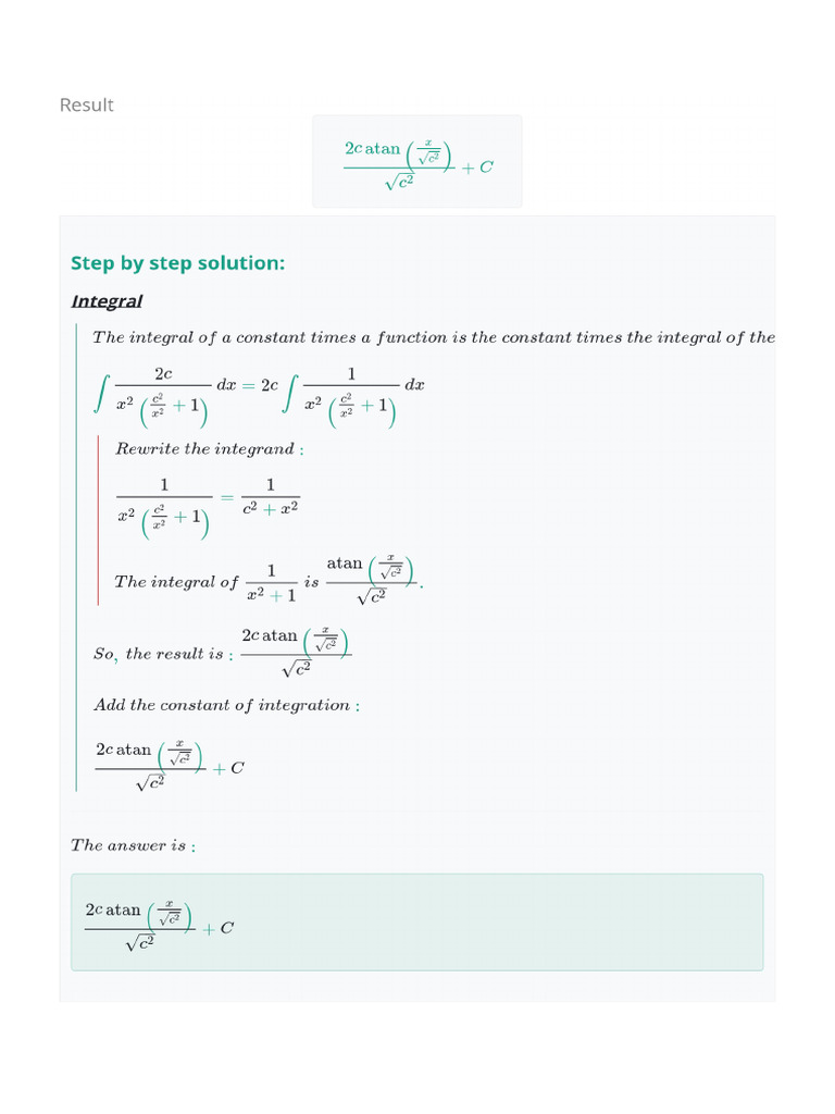Results Integral Calculator | PDF