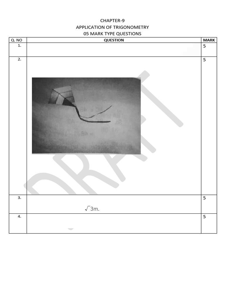 Application of Trignometry - 5MQ | PDF