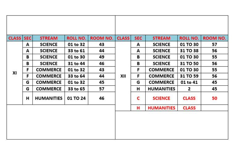 Weekly Test Seating Plan 2023 | PDF