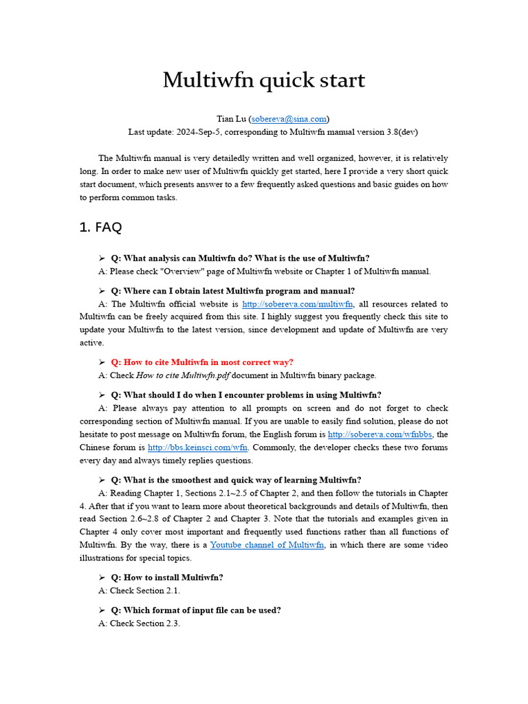 Multiwfn Quick Start Guide | PDF | Molecular Orbital | Chemical Bond