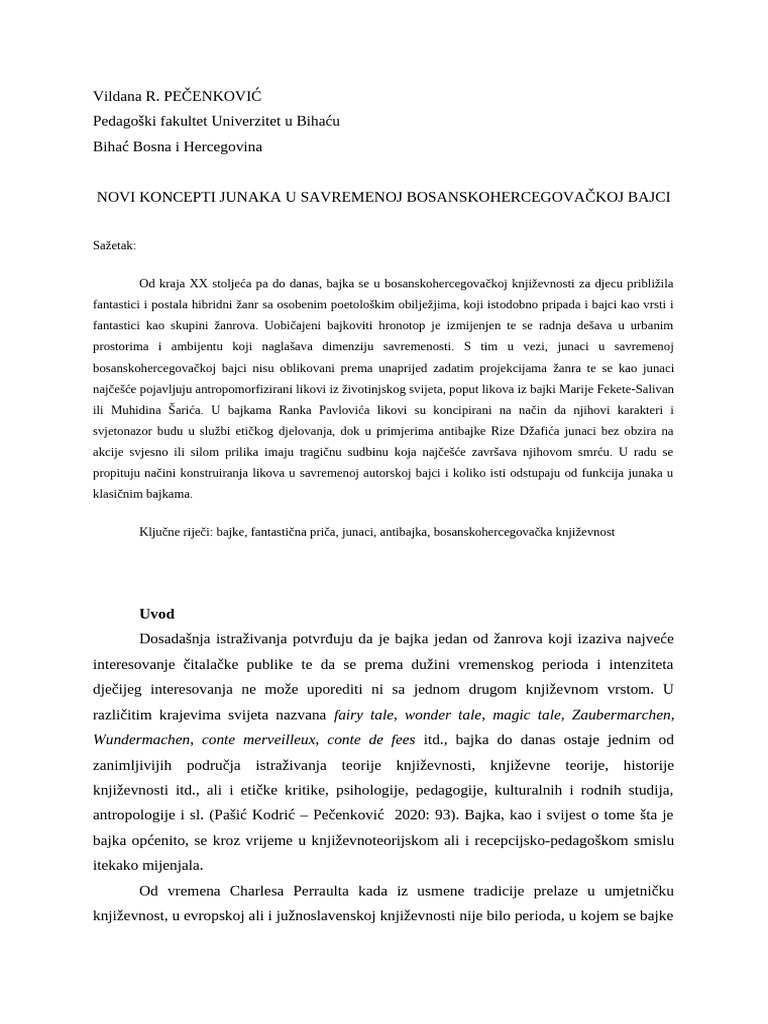 Novi koncepti junaka u savremenoj bh. bajci | PDF