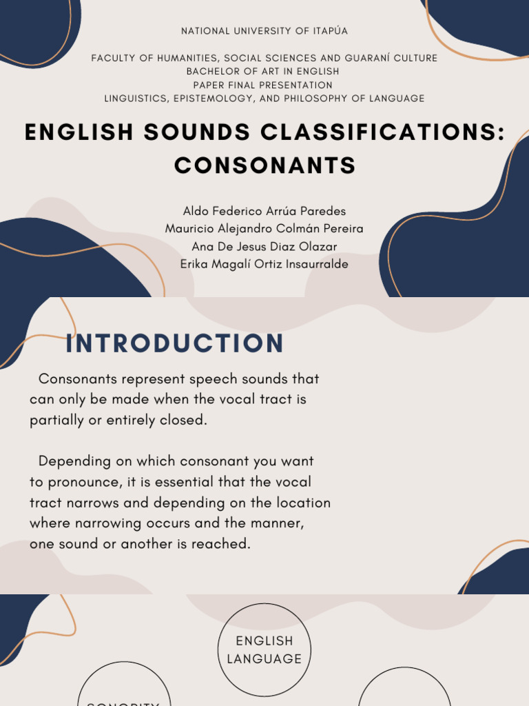 English Sounds Classification: Consonants | PDF | Phonetics | Human Voice