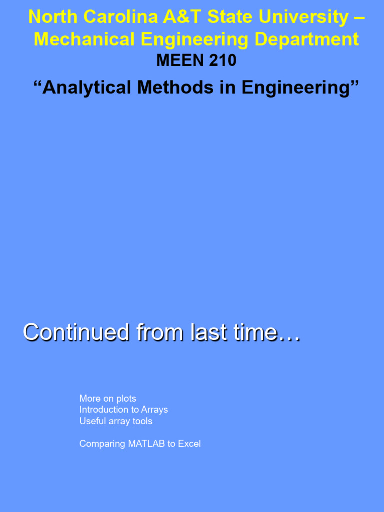 MEEN210 - L03 - Simple Functions | PDF | Matlab | Microsoft Excel