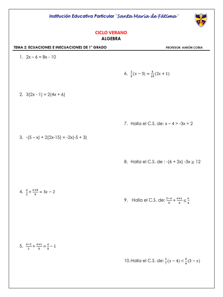 Algebra 2a | PDF
