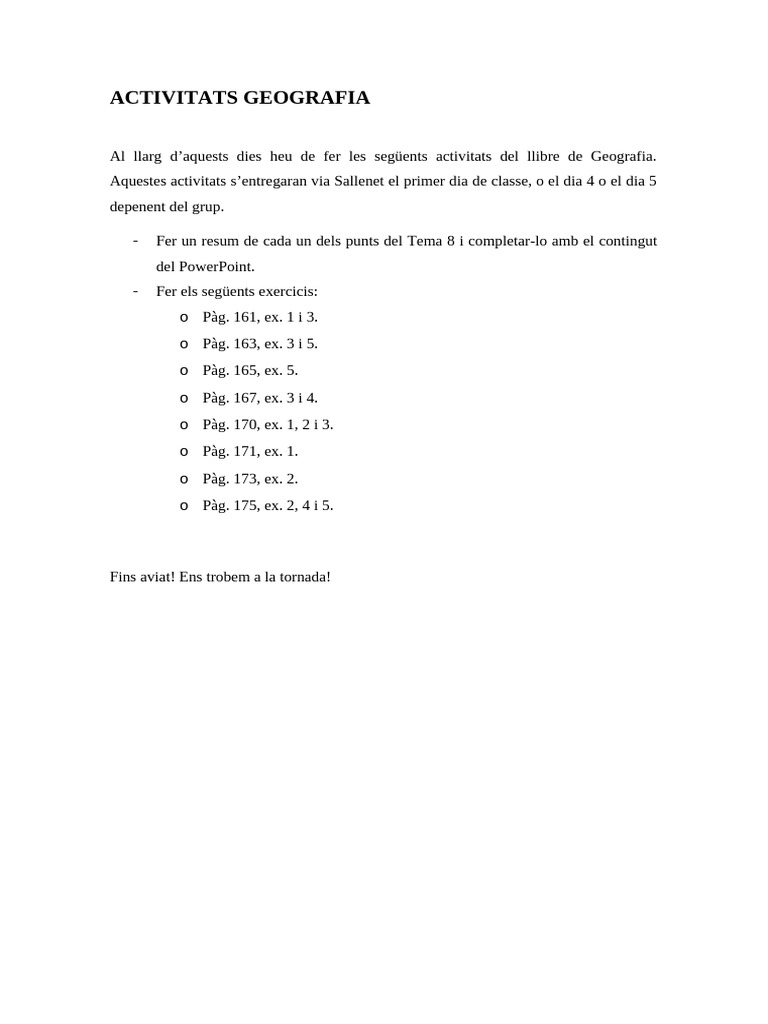 Exercicis Gener Geografia | PDF