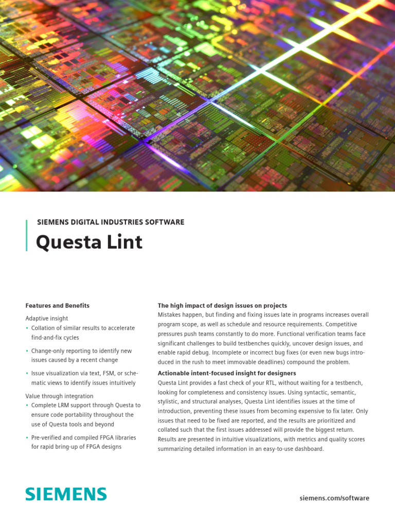 Siemens SW Questa Lint FS 84157 C1 Final | PDF | Methodology | Debugging