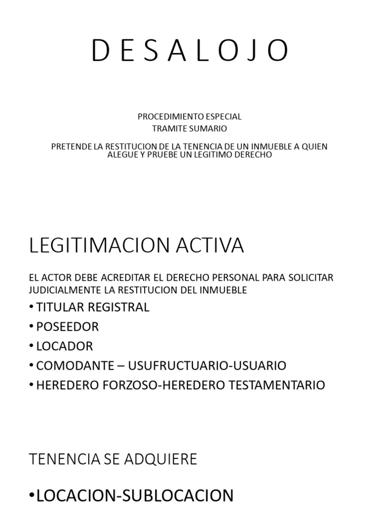 Procedimiento de Desalojo: Guía Completa | PDF