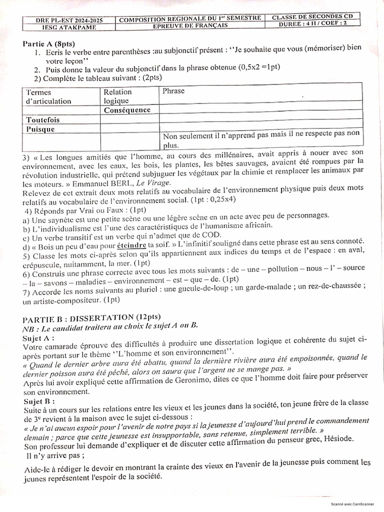 Français 2nde C-D. PLE | PDF