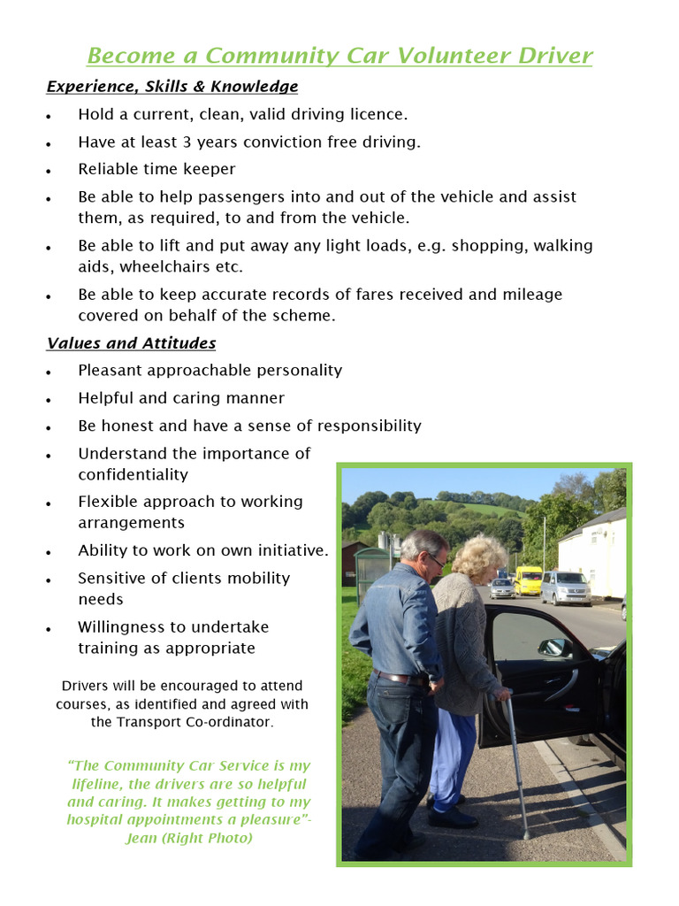 Become a Community Car Volunteer Driver | PDF | Transport | Land Transport