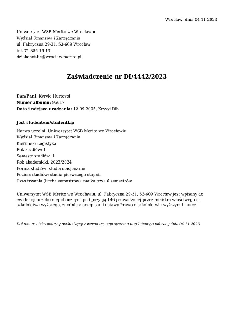 E Zaswiadczenie | PDF