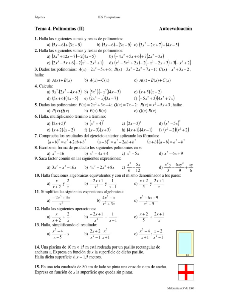 ESO 3 T04 II Autoevaluación Polinomios2 | PDF