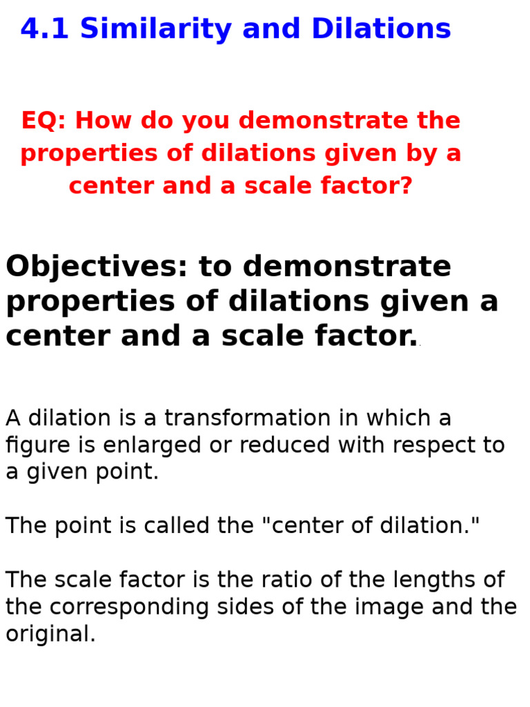 4.1 Similarity and Dilations | PDF | Elementary Mathematics | Geometric ...