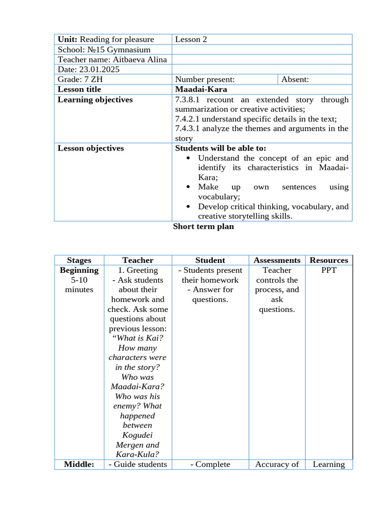 lesson plan 23.01-1 | PDF | Lesson Plan | Behavior Modification
