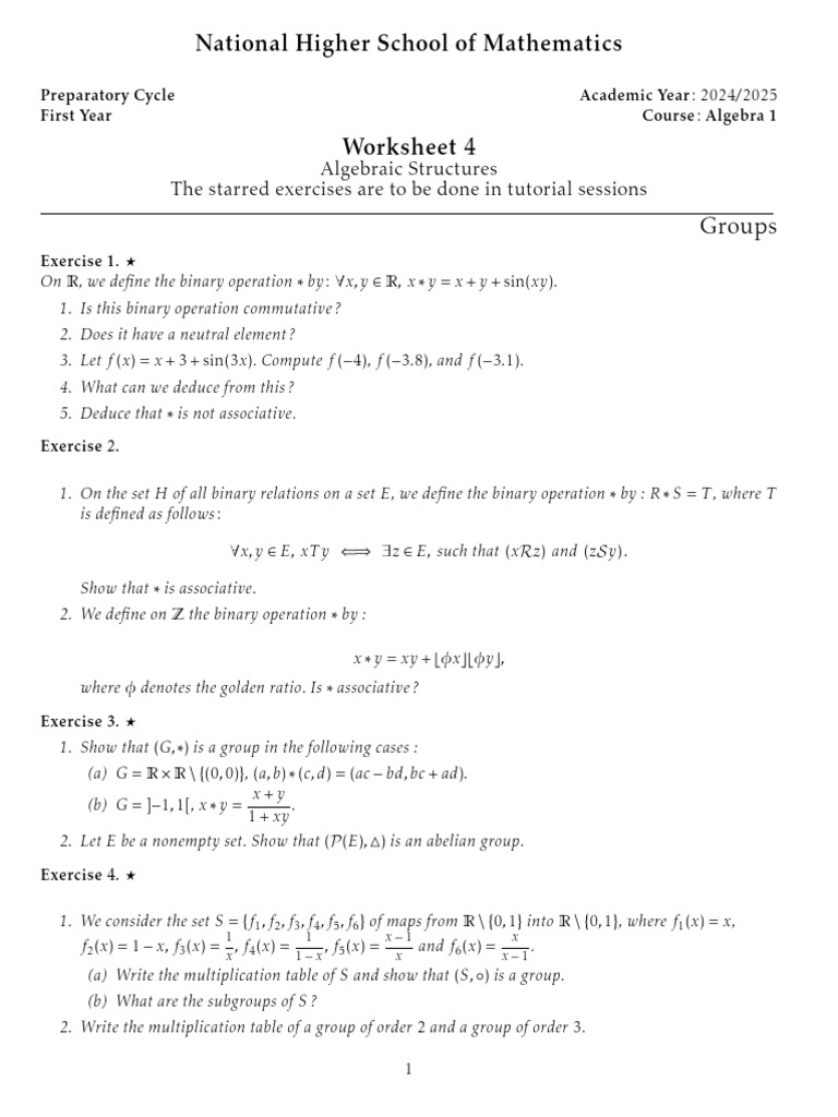 Algebraic Structures | PDF | Group (Mathematics) | Abstract Algebra