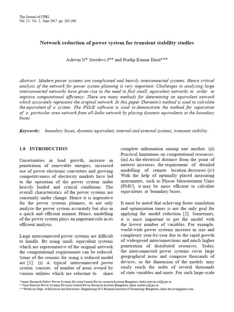 Network Reduction of Power Systemu | PDF | Electricity | Electrical Engineering