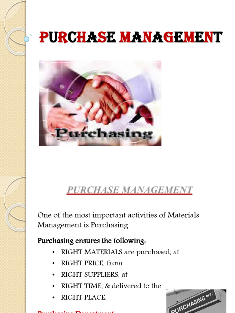 Purchasemanagement 140522031656 Phpapp02 | PDF | Procurement | Supply Chain