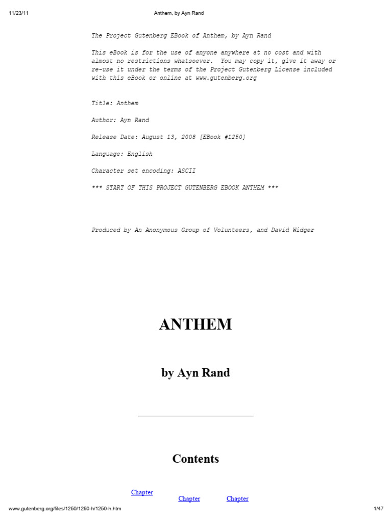 Anthem by Ayn Rand | PDF