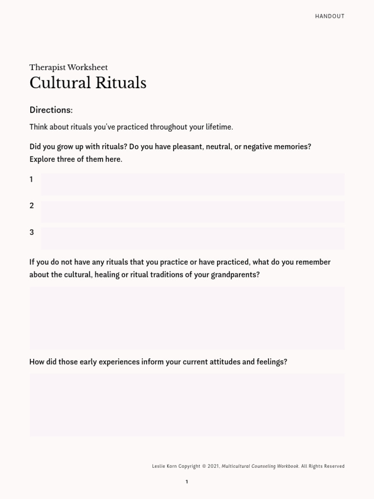 Worksheet Cultural Rituals | PDF