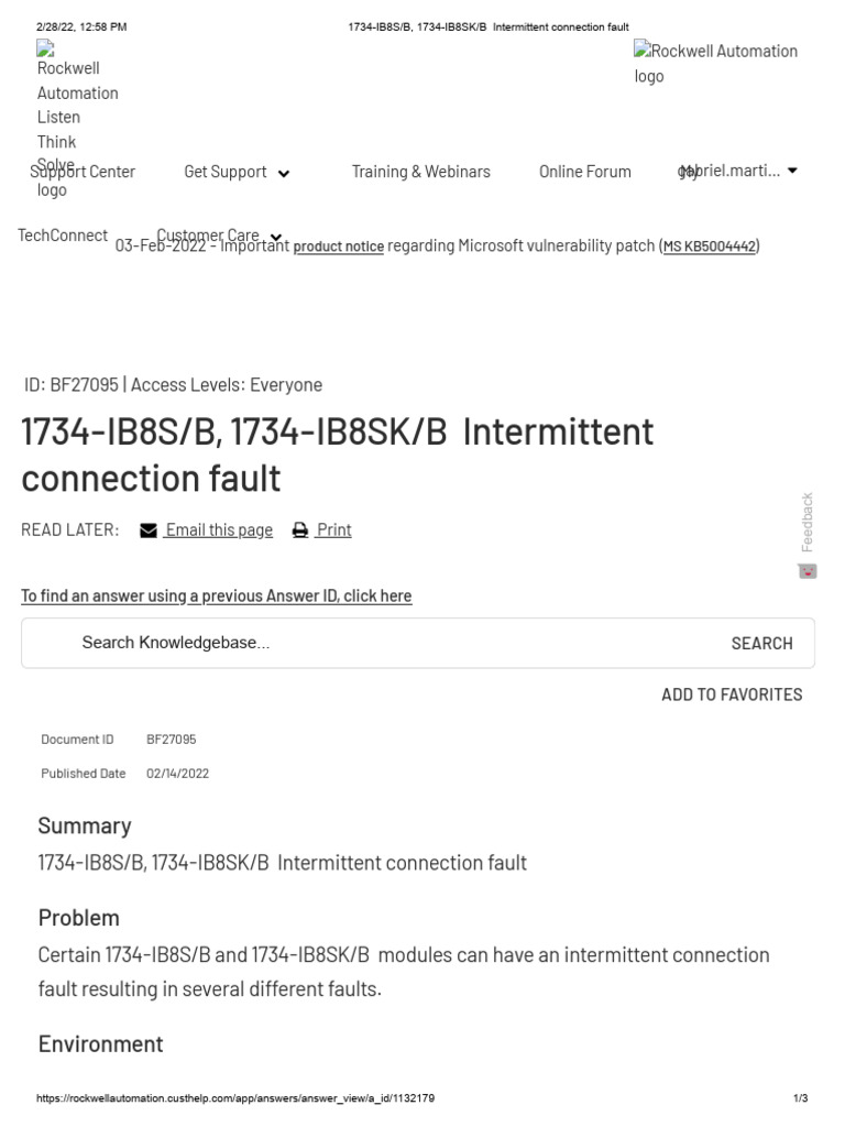1734-IB8S - B, 1734-IB8SK - B Intermittent Connection Fault | PDF ...