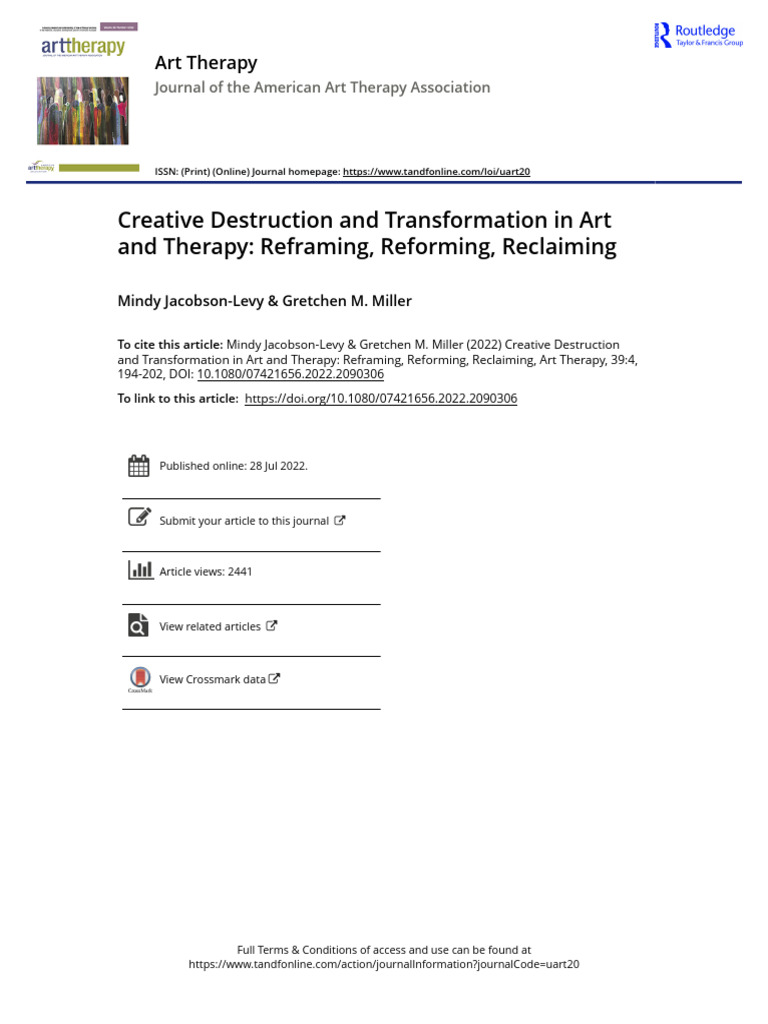 Creative Destruction and Transformation in Art and Therapy Reframing ...