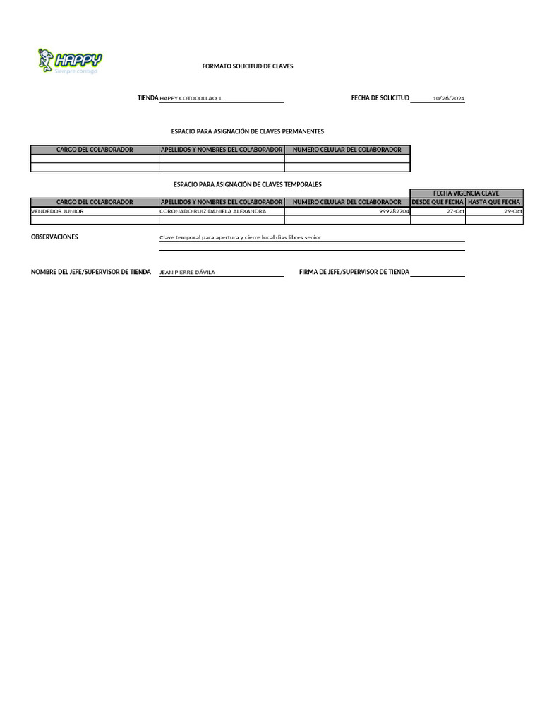 Solicitud Clave1 | PDF