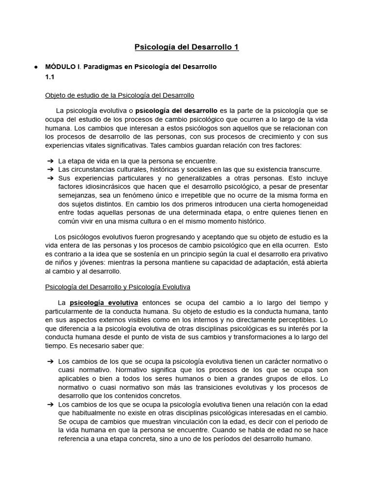 Resumen Psicologia del Desarrollo 1 | PDF | Experimentar | Sicología