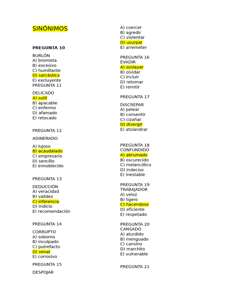 SINÓNIMOS | PDF