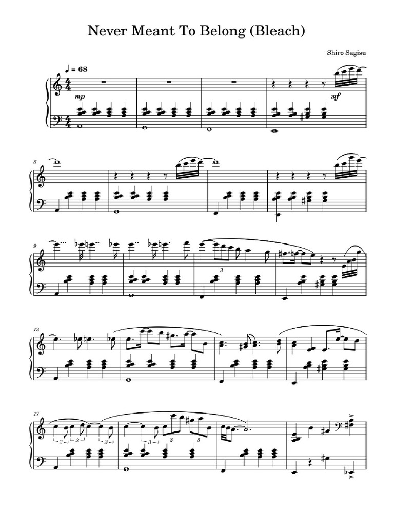 Never Meant To Belong-Piano Notes | PDF