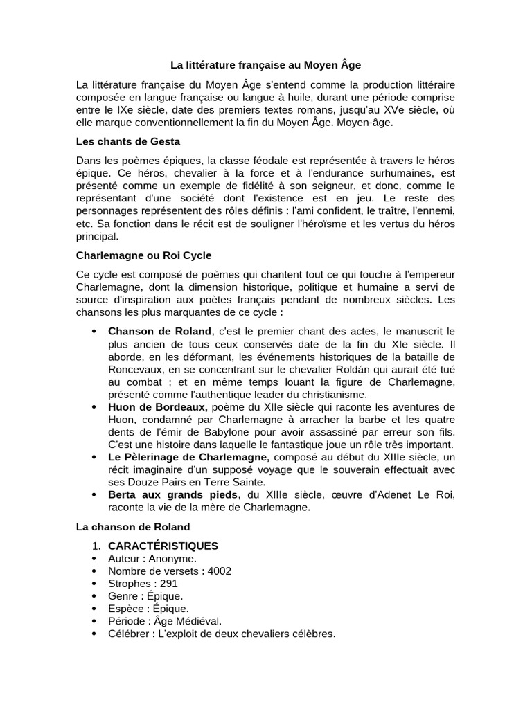 Littérature française au Moyen Âge | PDF | Littérature française médiévale
