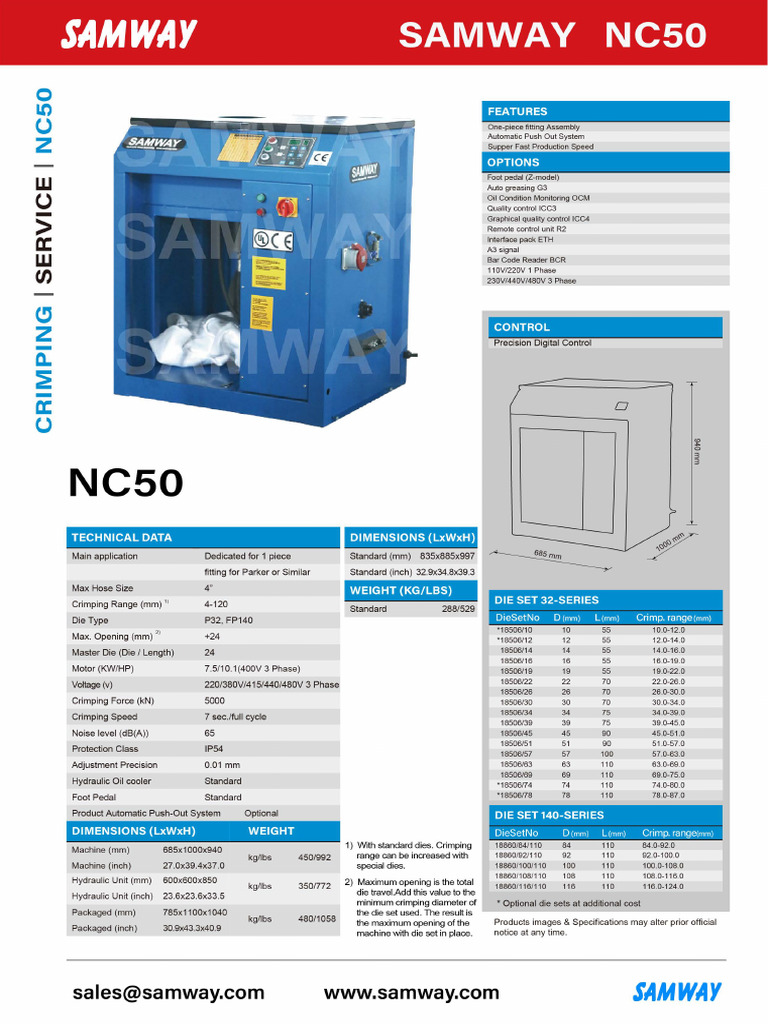 Samway Nc50 Nut Crimping Machine | PDF