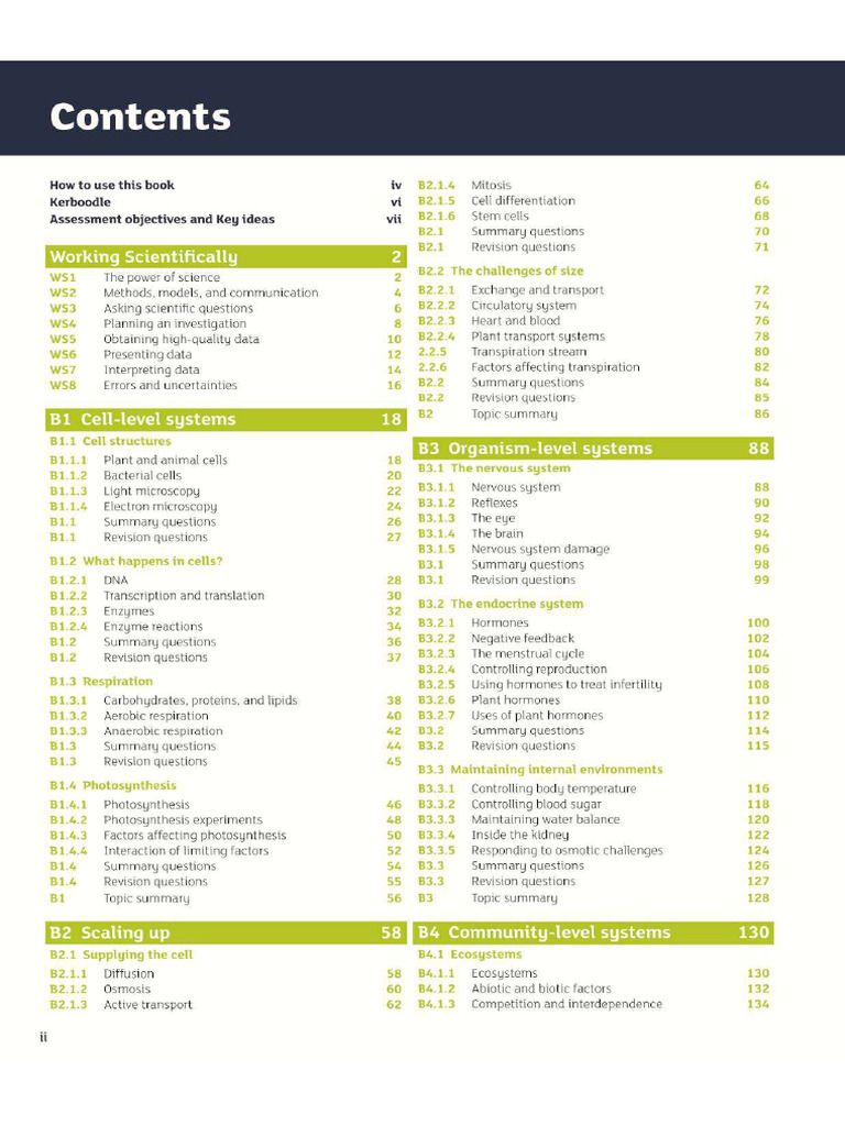 GCSE OCR A Biology Topic List | PDF