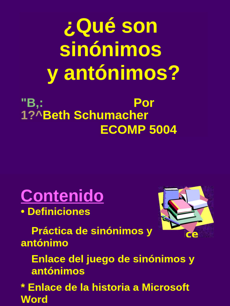 Antónimos Sinónimos Powerpoint | PDF
