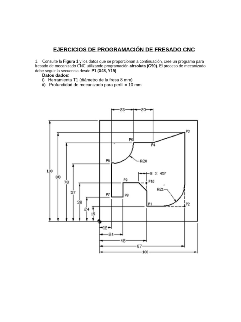Ejercicios Programación Fresadora CNC | PDF