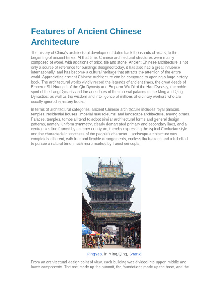 Ancient Chinese Architectural Features | PDF | Chinese Culture ...