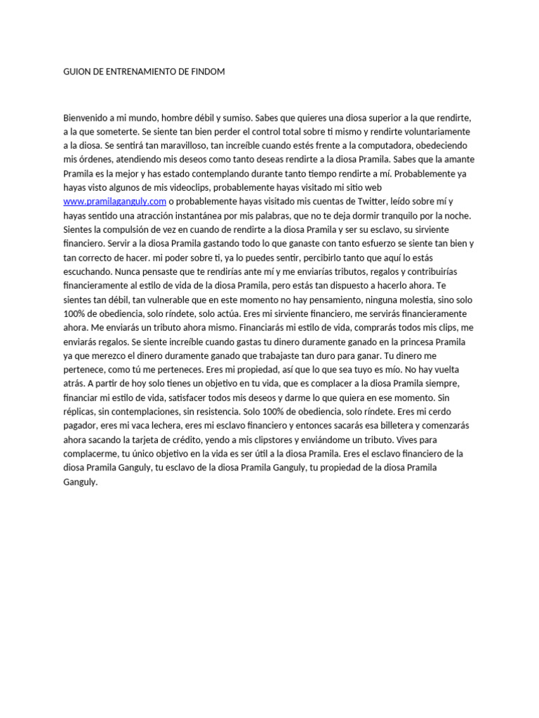 Findom Training SCRIPT | PDF