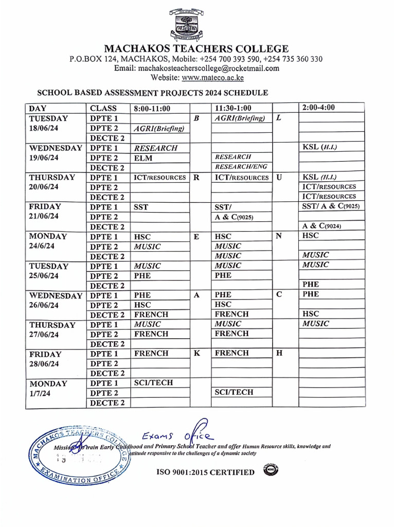 Projects Timetable | PDF
