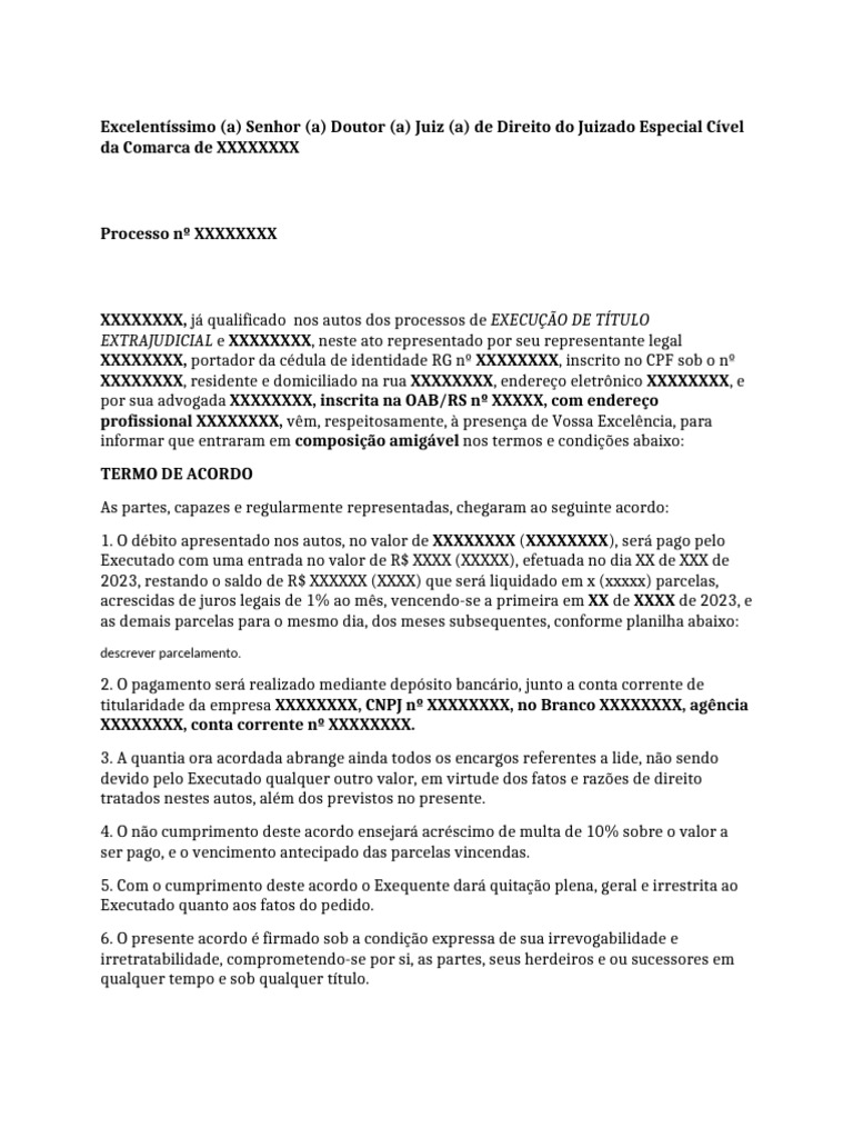 Modelo de Acordo Judicial | PDF