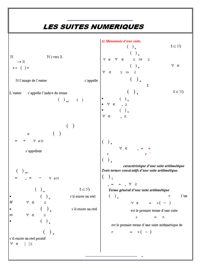 Introduction aux Suites Numériques | PDF | Séquence | Objets mathématiques