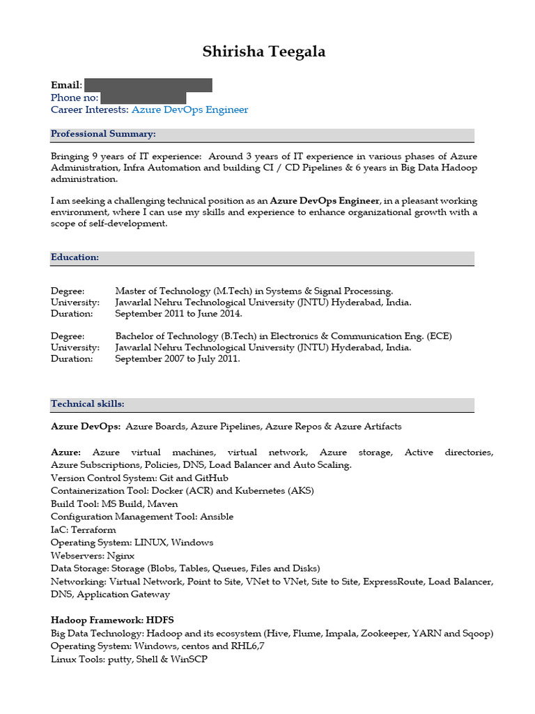 Azure DevOps Engineer Profile | PDF | Apache Hadoop | Microsoft Azure