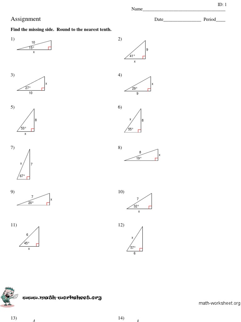 Beginning Trigonometry-Finding Missing Sides of Triangles-Easy | PDF ...