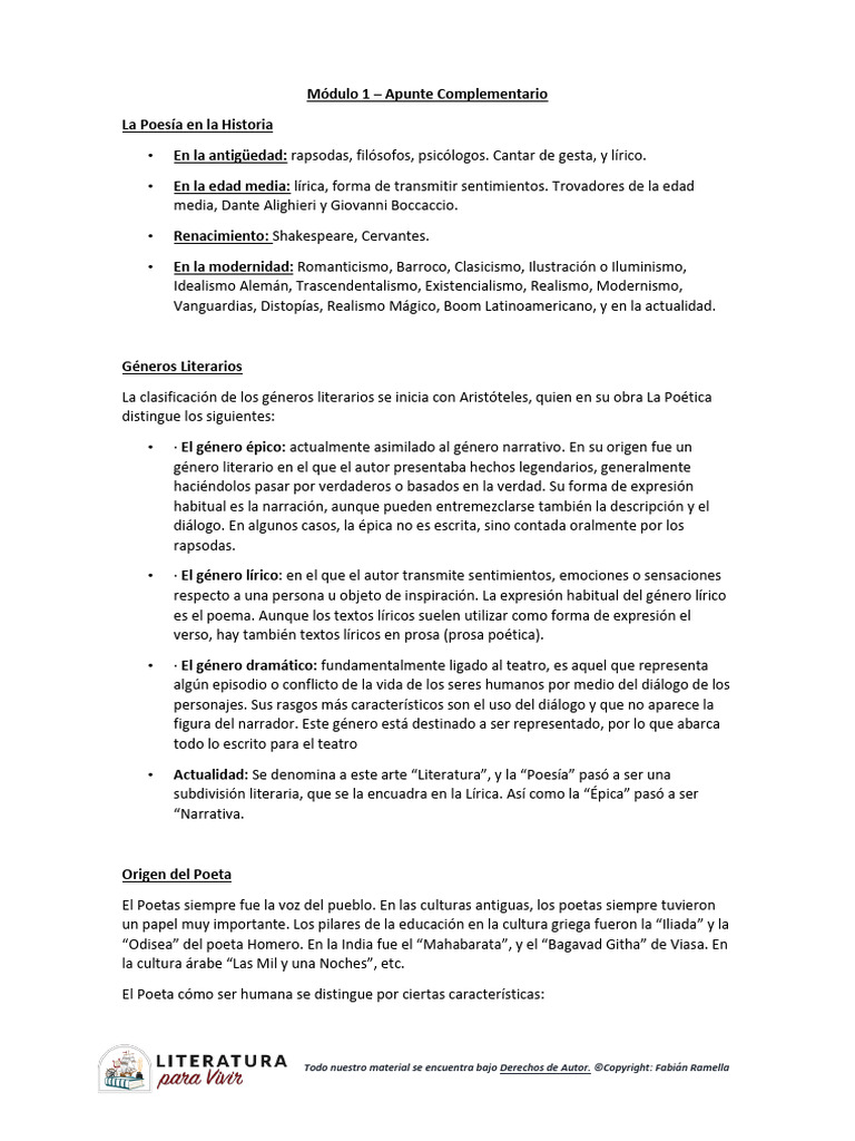 Módulo+1+-+Apunte+Complementario | PDF | Poesía | Autor