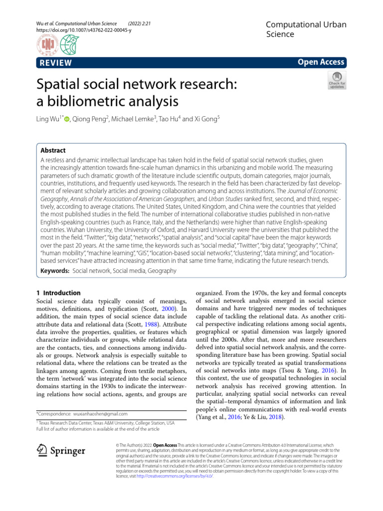 Spatial Social Network Research | PDF | Geography | Social Network