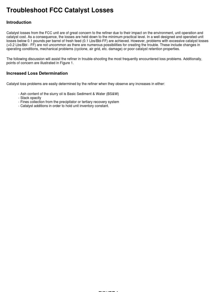 Troubleshoot FCC Catalyst Losses | PDF | Catalysis | Chemical Reactor