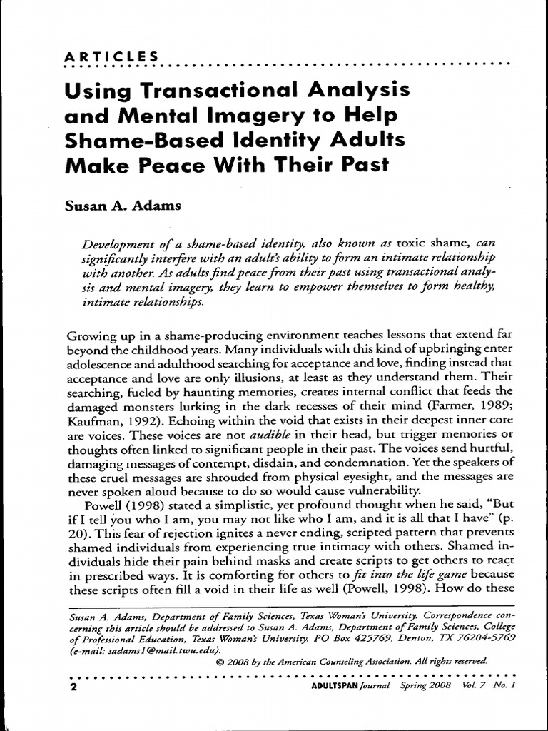 Healing Shame-Based Identity in Adults | PDF | Shame | Guilt (Emotion)