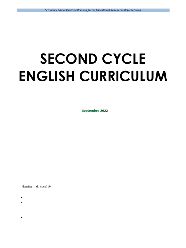 English Program Guide For The Second Cycle | PDF | Curriculum | Learning