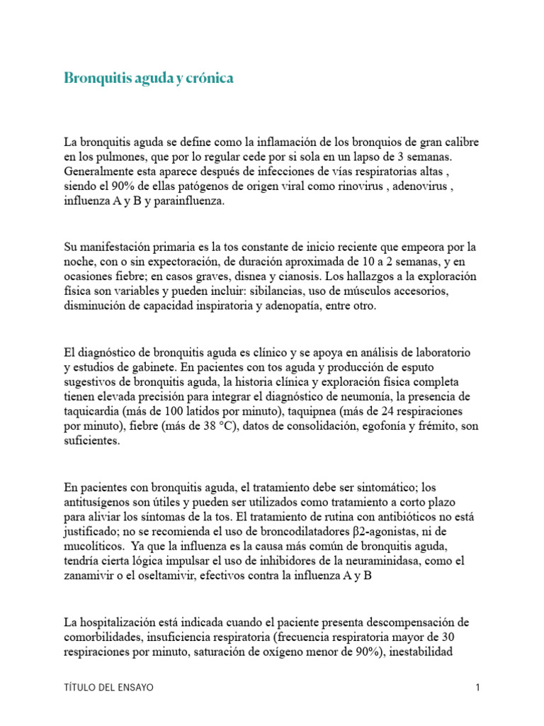 Bronquitis Aguda y Crónica | PDF | Tos | Bronquitis