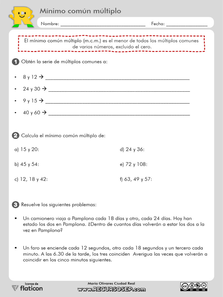 Ejercicios Minimo Comun Multiplo | PDF