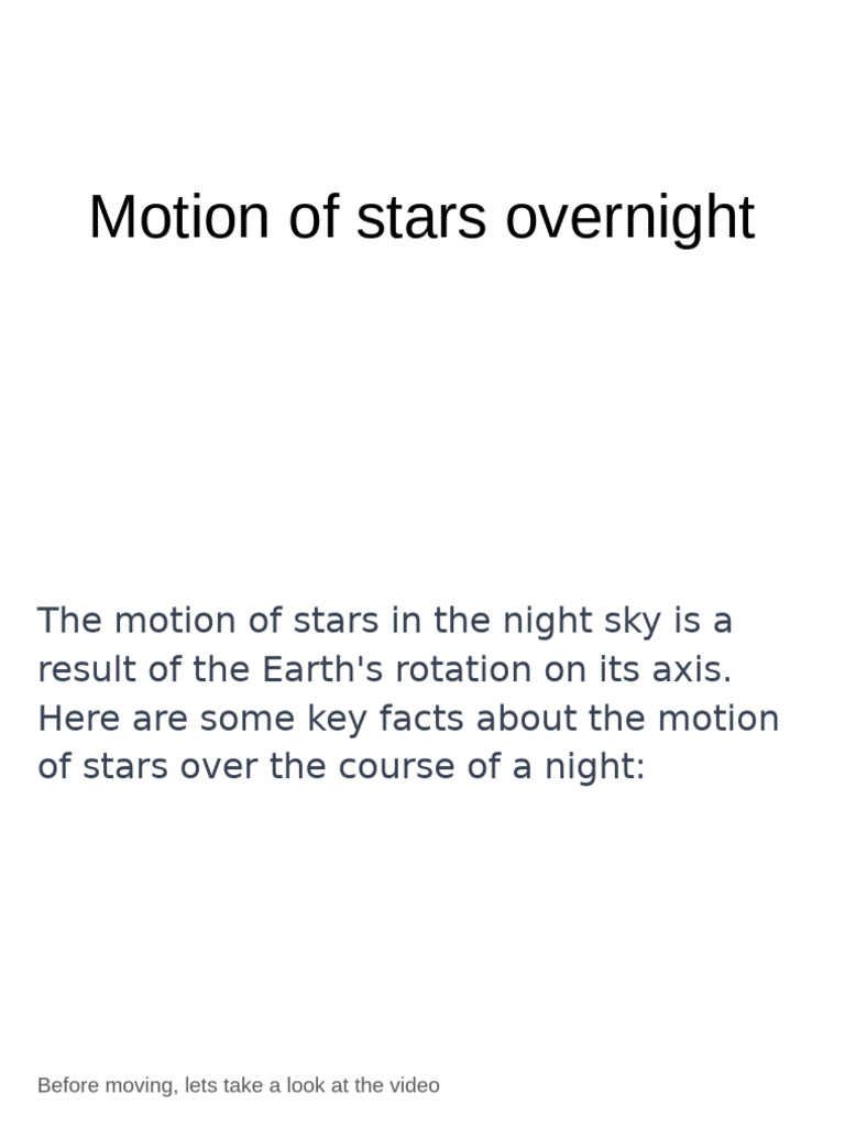 Stars' Motion Explained Overnight | PDF