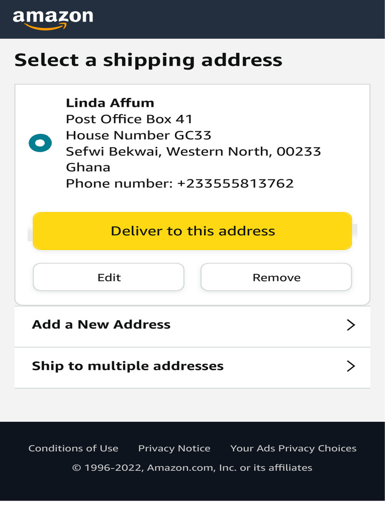 Select Shipping Addresses | PDF