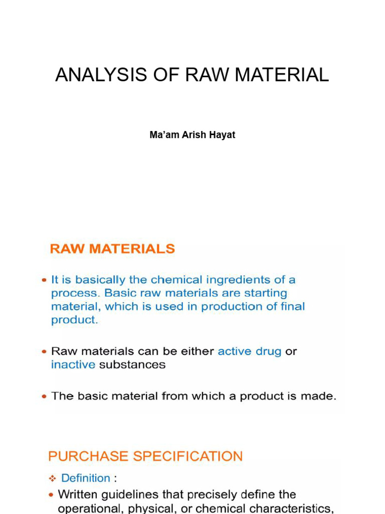 Analysis of Raw Material | PDF
